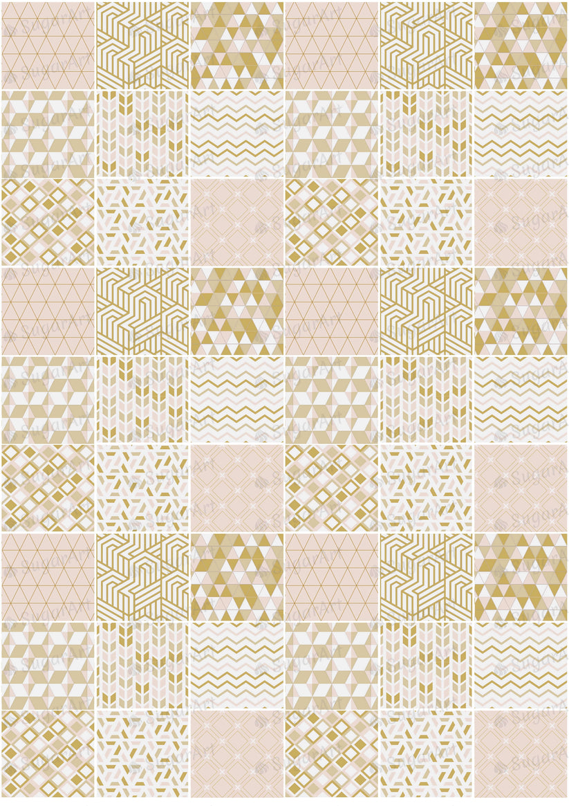Golden Pink Geometric Pattern - ESA084 – Sugar Art