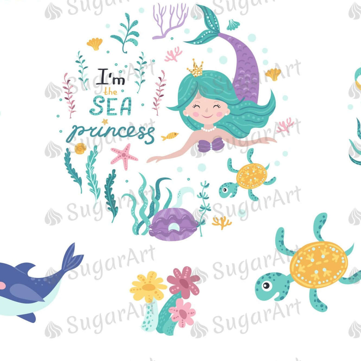 Set Of Cute Mermaids Seaweeds And Marine Inhabitants - Icing - ISA109 ...